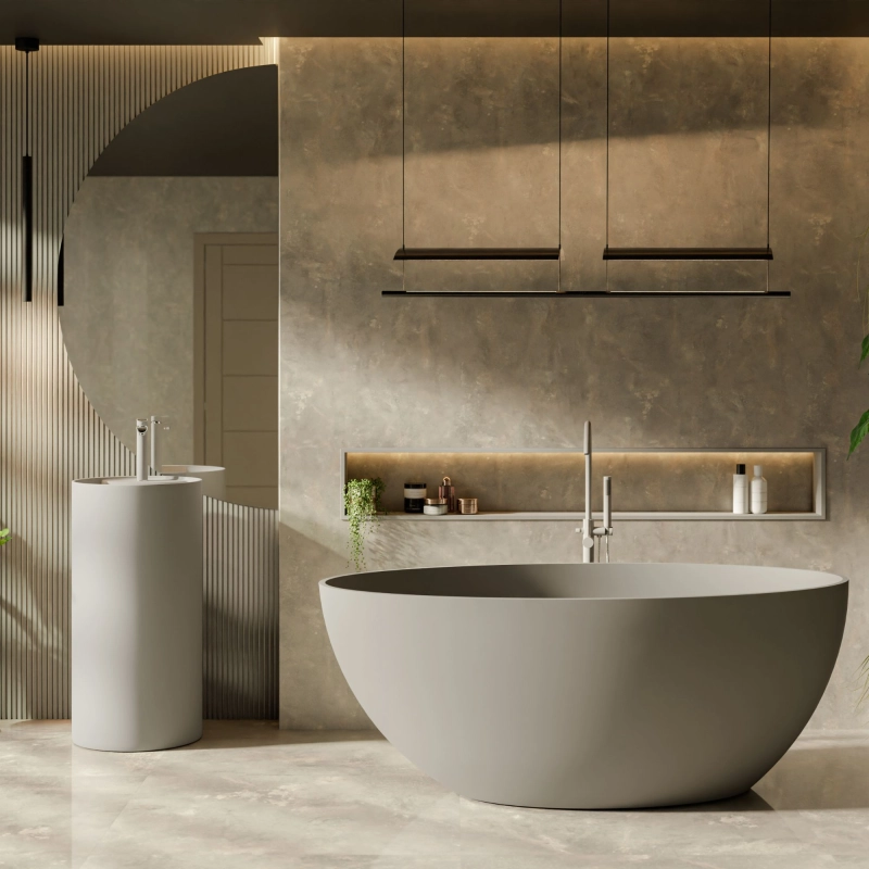 Wanna wolnostojąca KALMI Grey Matt 160x85 – stylowa szarość w ...