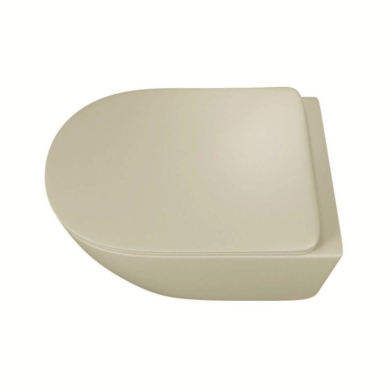 Wisząca miska WC LERA Ivory – bezkołnierzowa, Slim deska, beżowa