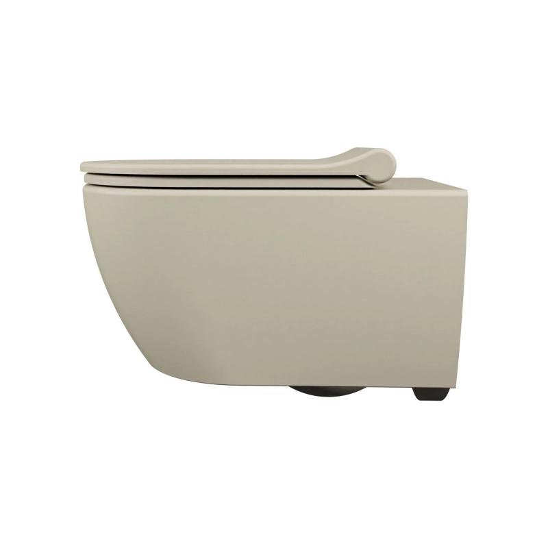 Wisząca miska WC LERA Ivory – bezkołnierzowa, Slim deska, beżowa