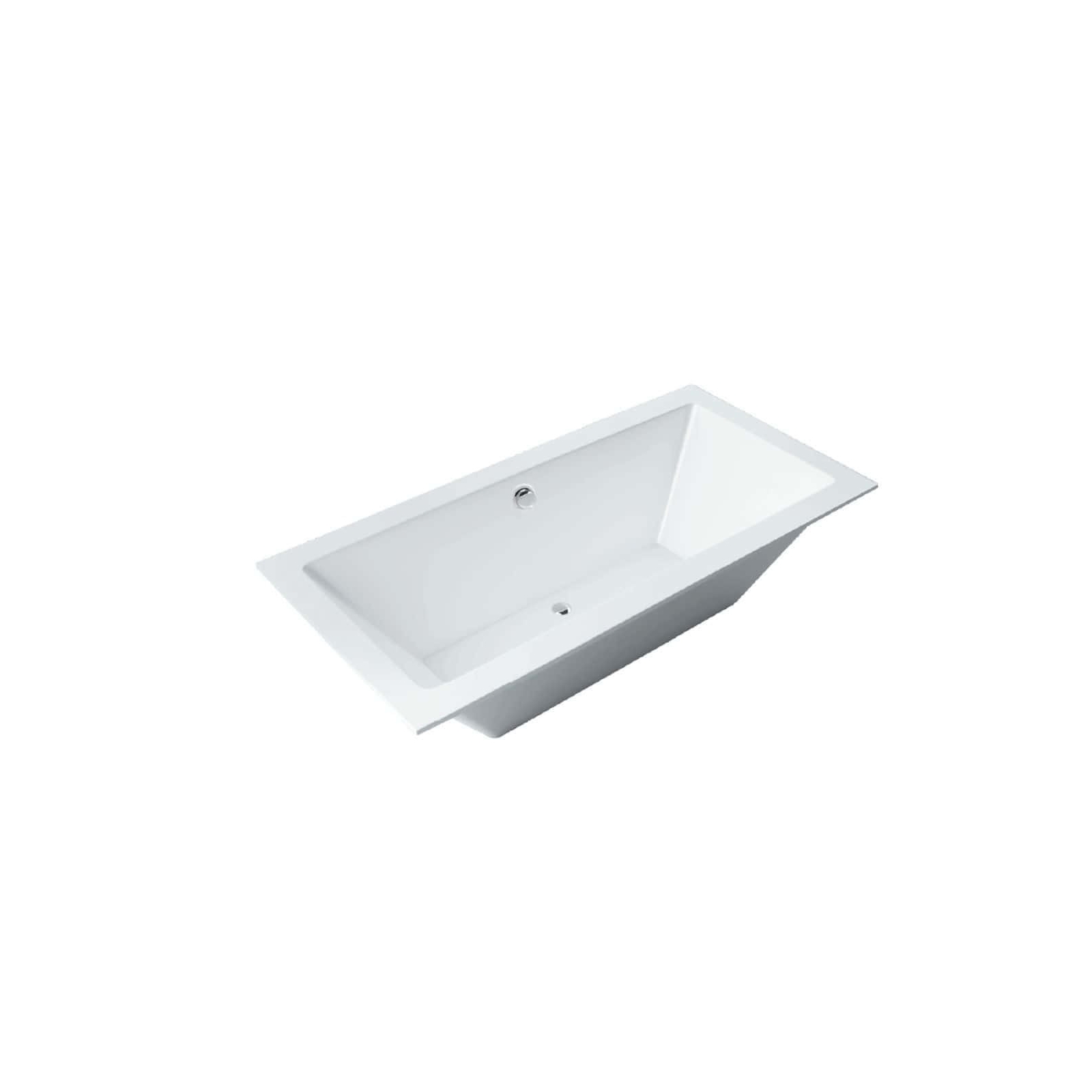 Wanna prostokątna 170 x 75 cm biała do zabudowy odpływ na środku ...