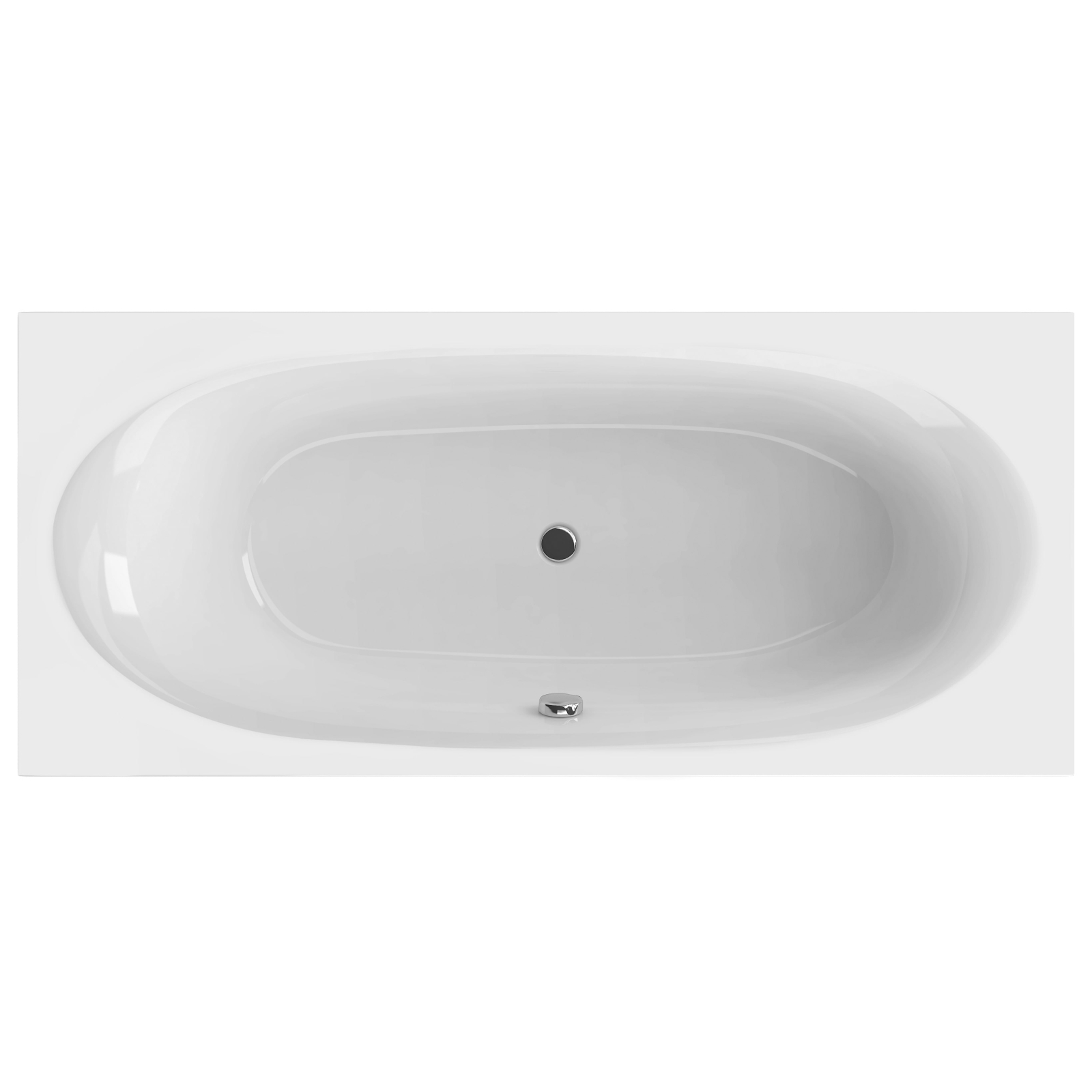Wanna prostokątna biała 180 x 80 cm do zabudowy odpływ po środku EMBER ...